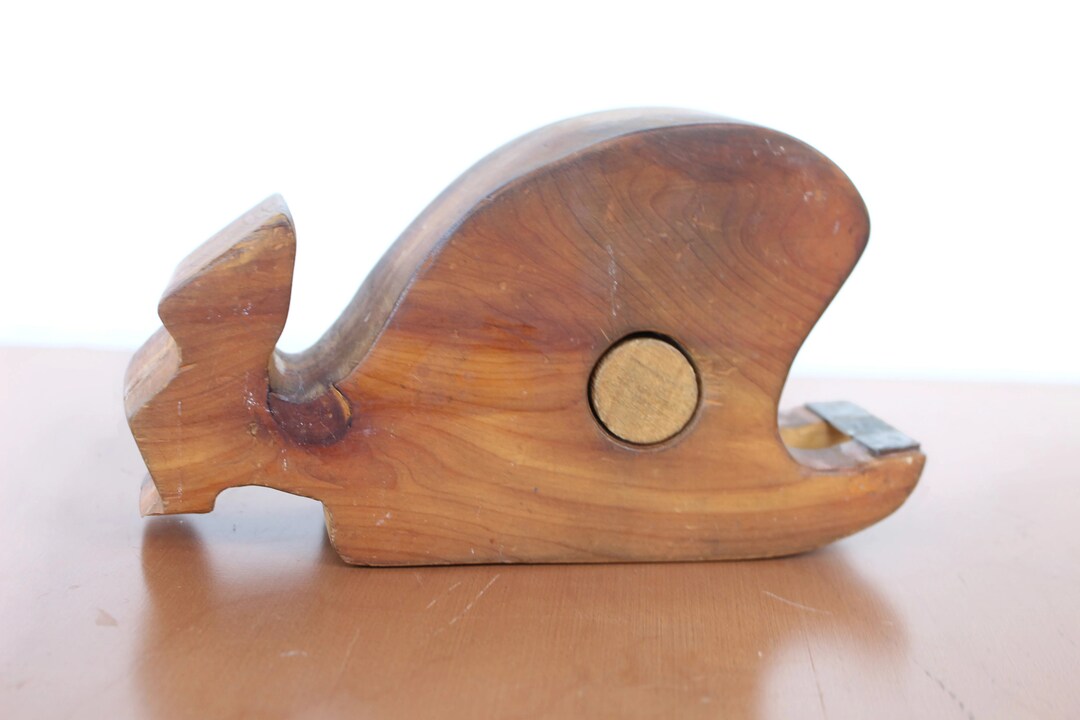 Vintage Wood Tape Dispenser / Whale Tape Dispenser / Whale Tape Roll ...