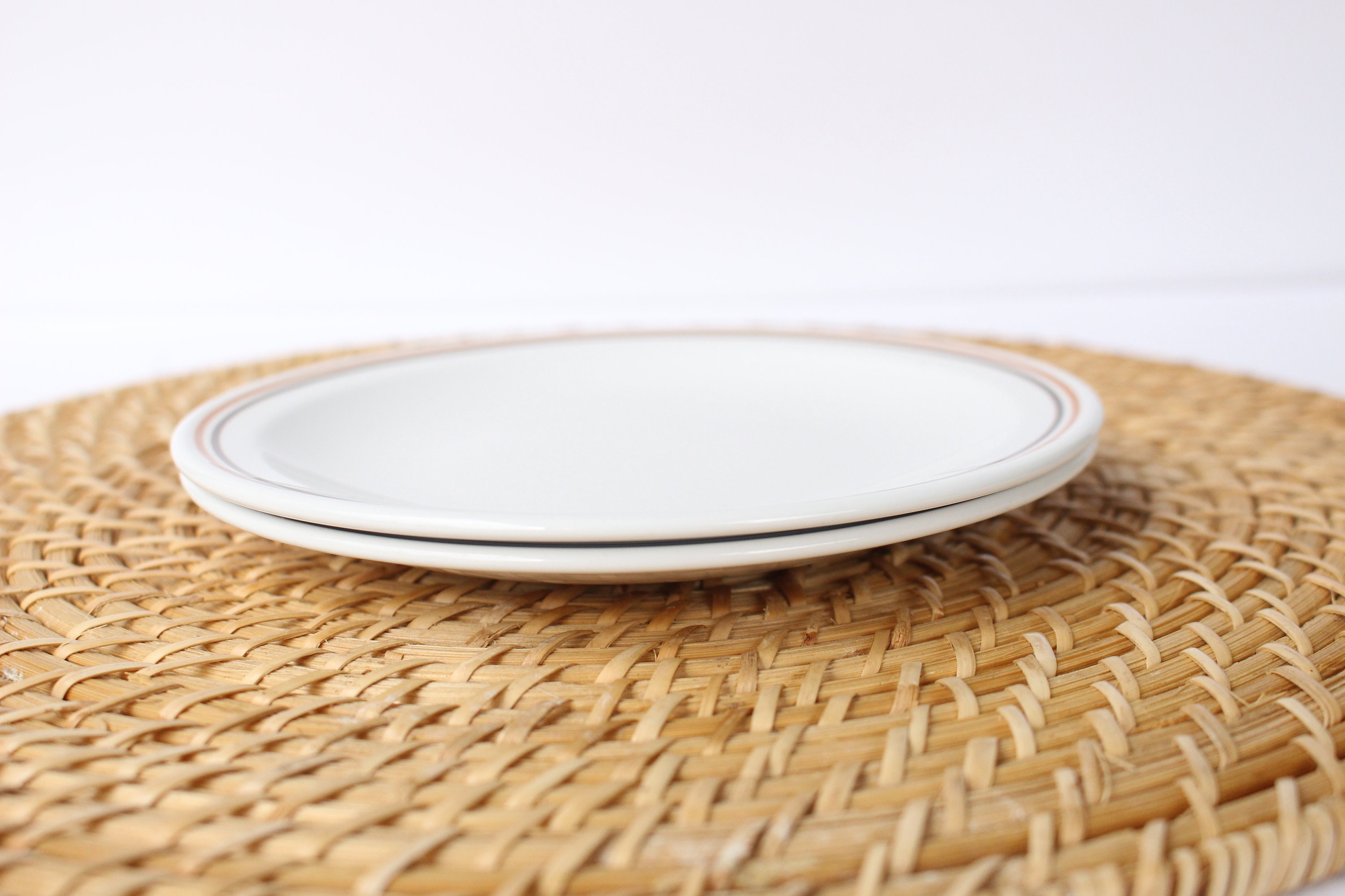 2 Corning Plates / Dessert Plates With Brown Orange Bands / | Etsy