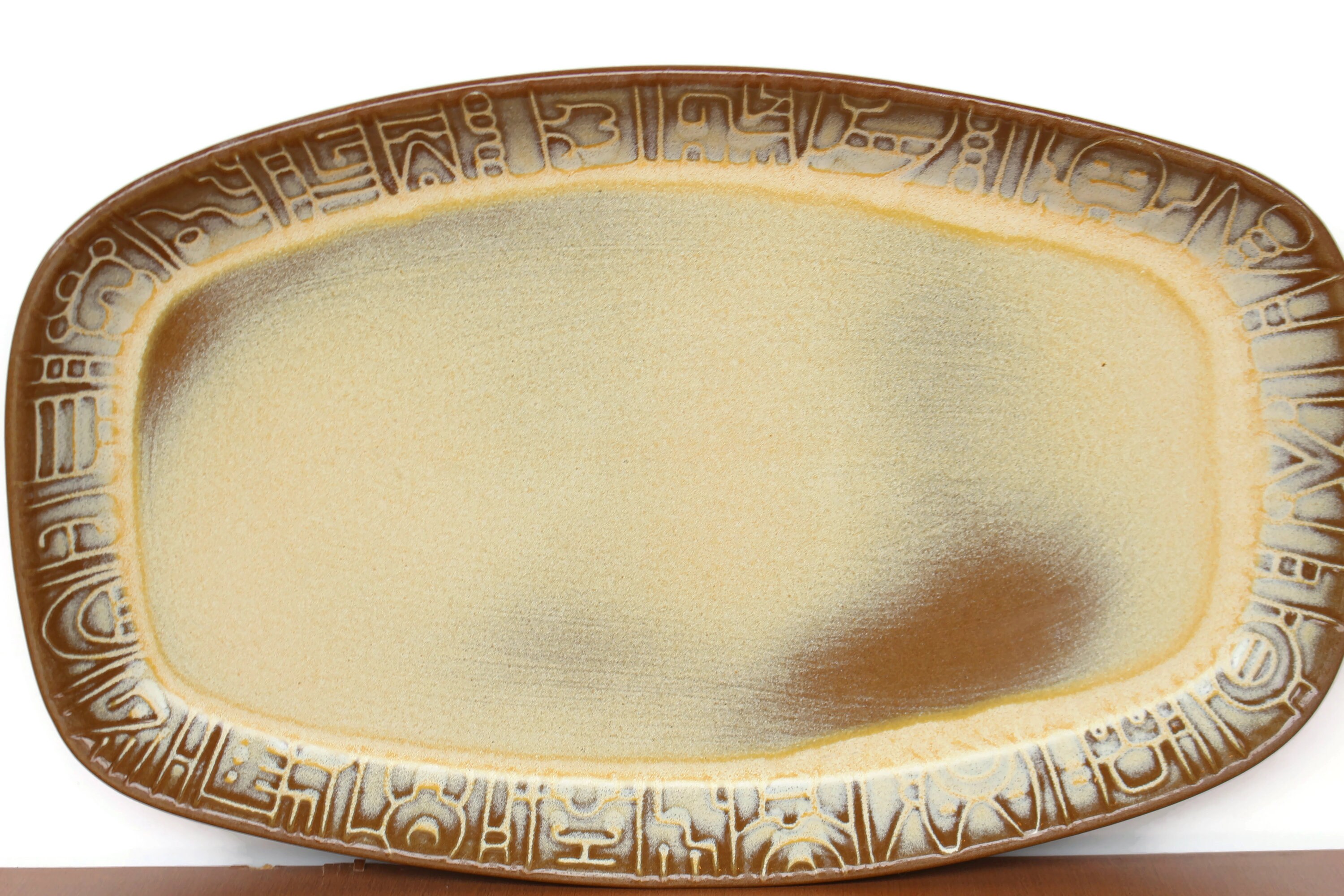 Home & Living Trays & Platters Kitchen & Dining 7TP Prairie Green Frankoma Mayan Aztec Large ...