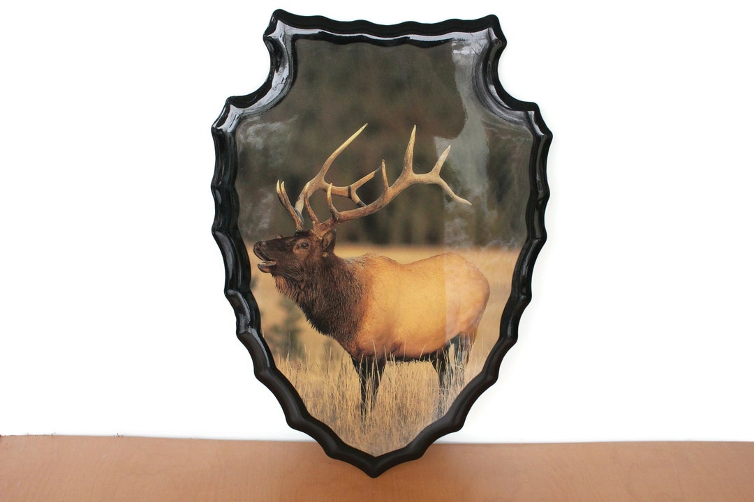 Vintage Resin Elk Portrait: Arrowhead Wood Slab Wall Hanging - Etsy