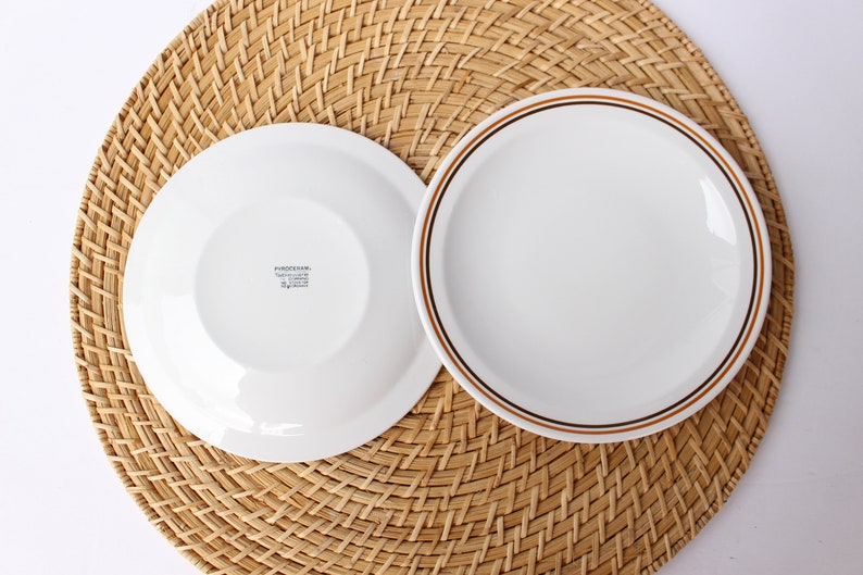 2 Corning Plates / Dessert Plates With Brown Orange Bands / | Etsy