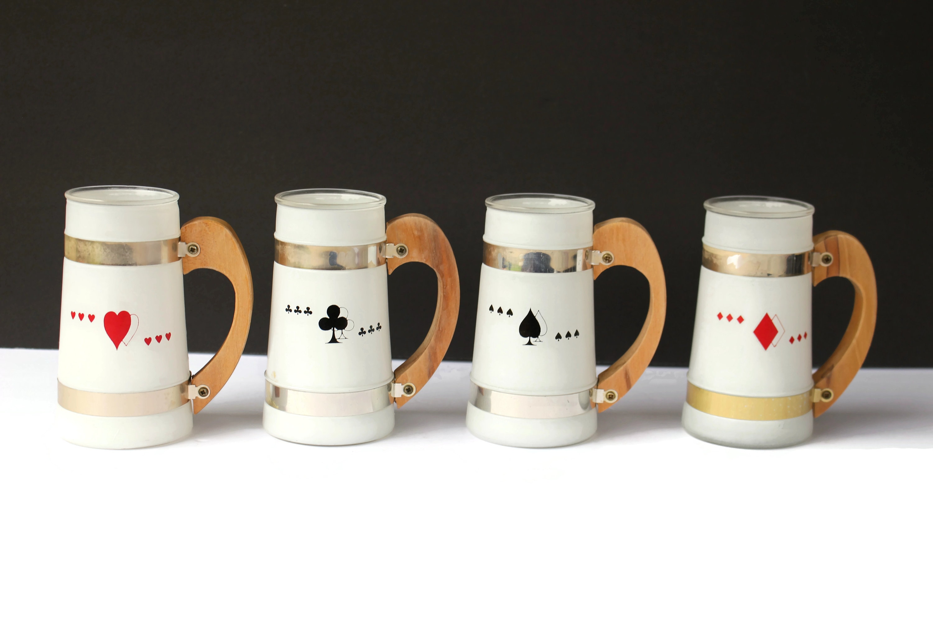 Siesta Ware Playing Card Mugs With Wooden Handles / Glass Mugs - Etsy