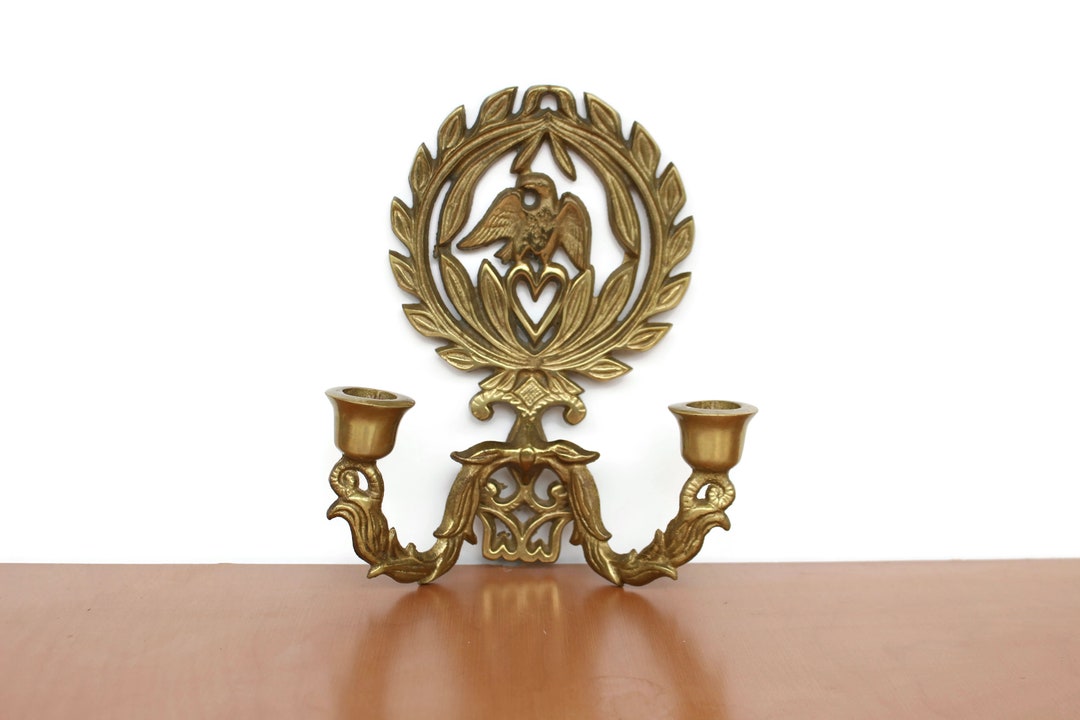 Brass Eagle Candlestick Holder / Wall Hanging Candlestick Sconce ...