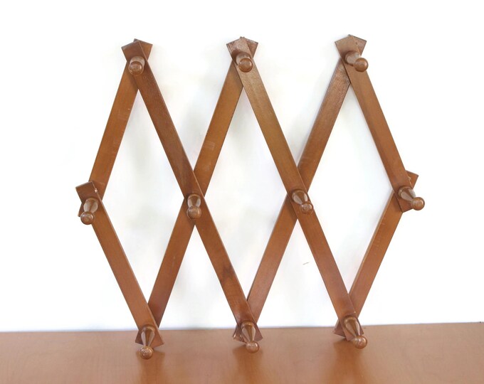 Extra Large Accordion Peg Rack / Vintage Expandable Rack / Wall Hanging ...