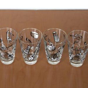 Vintage Libbey Musical Instrument Cocktail Glasses / 1950s Music Theme ...
