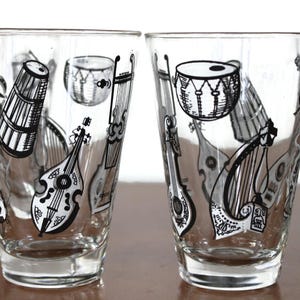 Vintage Libbey Musical Instrument Cocktail Glasses / 1950s Music Theme ...