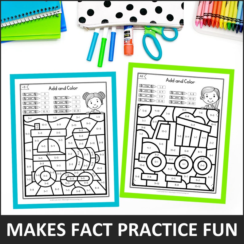 Addition Color by Code | Color by Number Addition Within 20 - Etsy