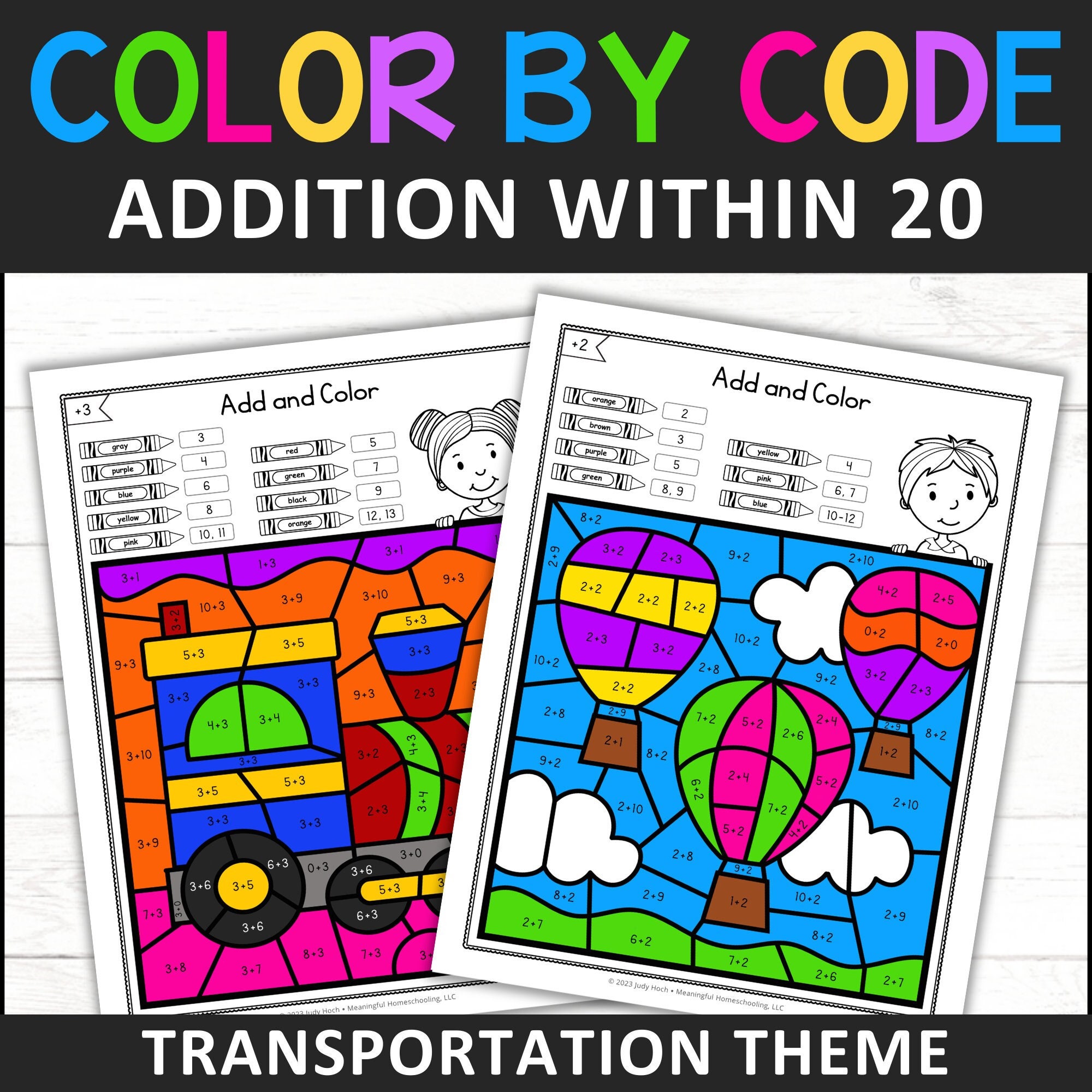 Addition Color by Code | Color by Number Addition Within 20 - Etsy