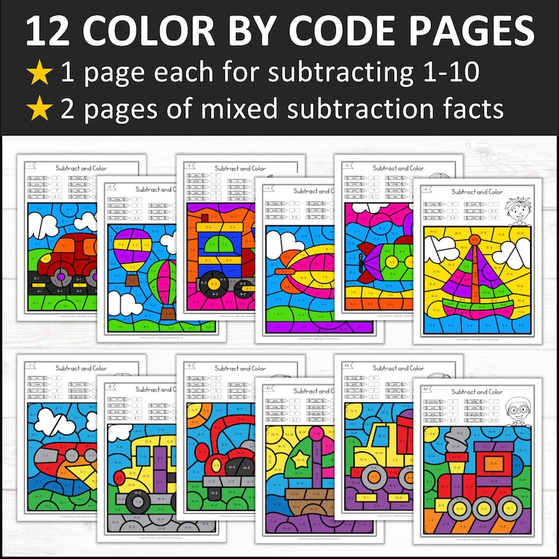 Subtraction Color by Code | Color by Number Subtraction Within 20 - Etsy