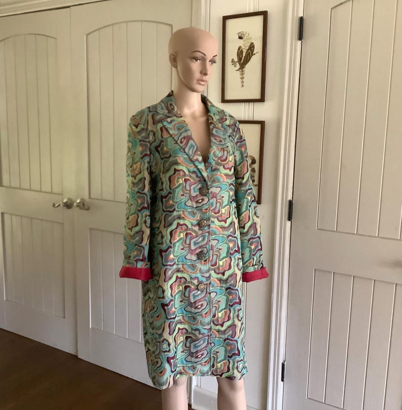 Vintage Multi Color Coat With Red Lining. - Etsy