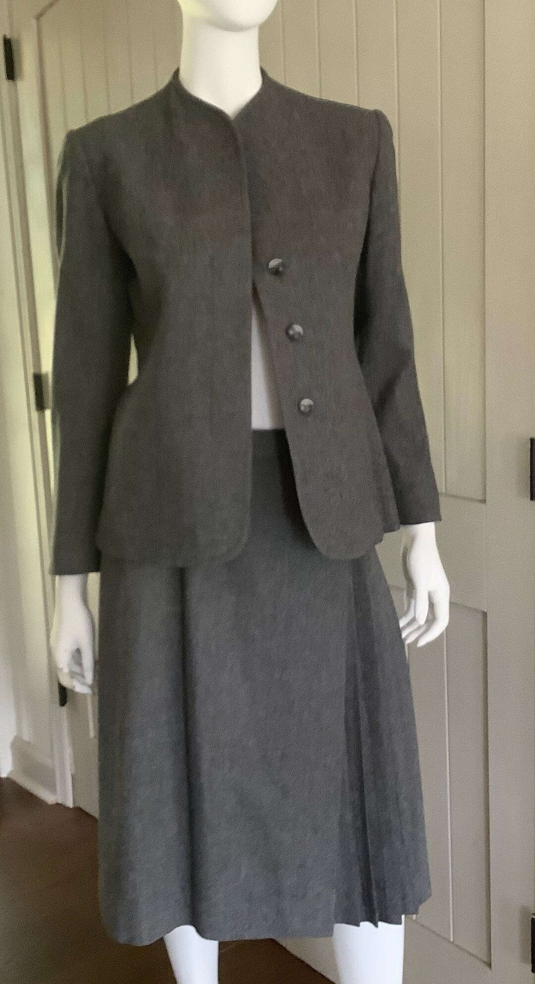 Vintage Gray Wool Suit - Etsy
