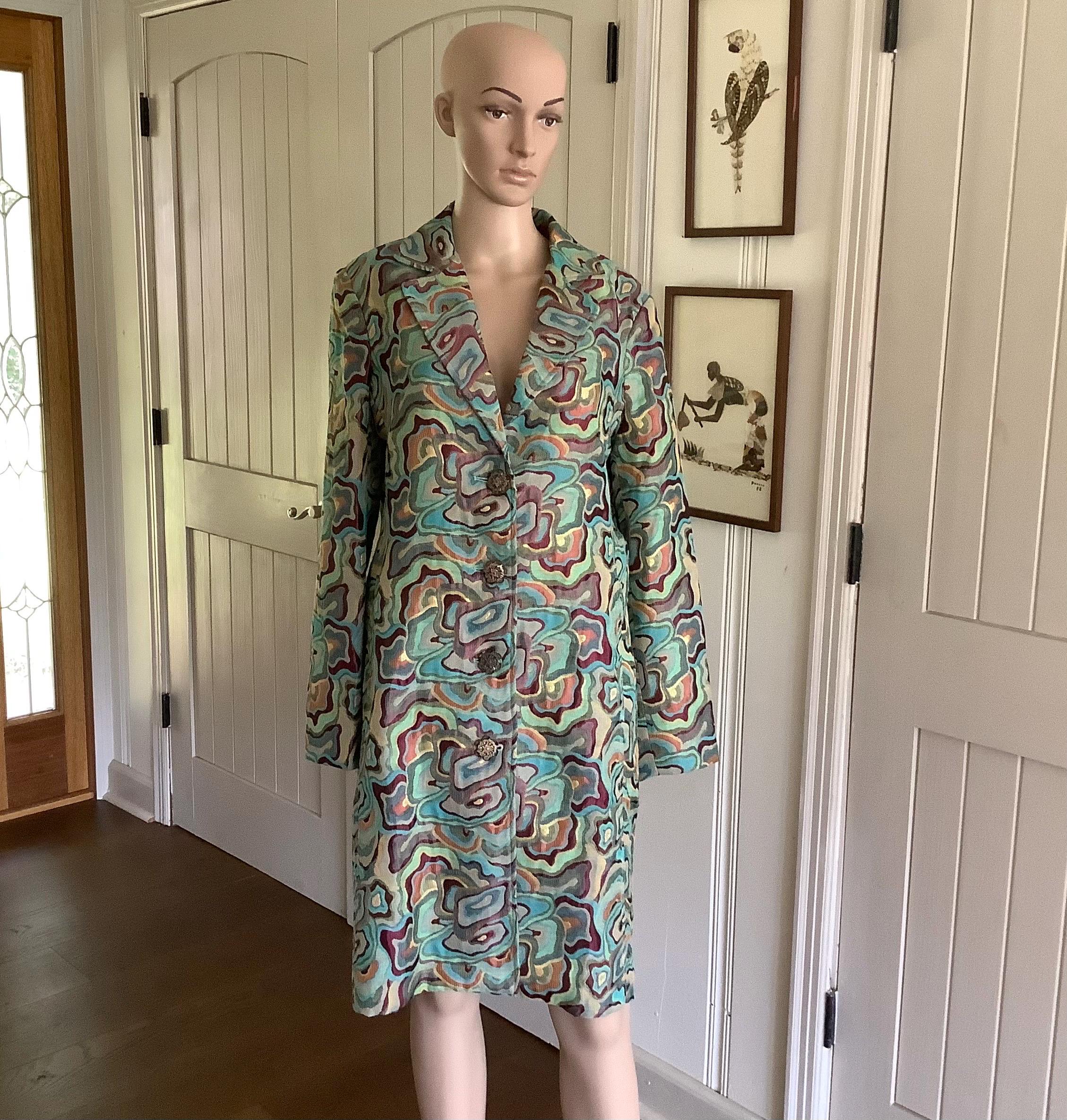 Vintage Multi Color Coat With Red Lining. - Etsy