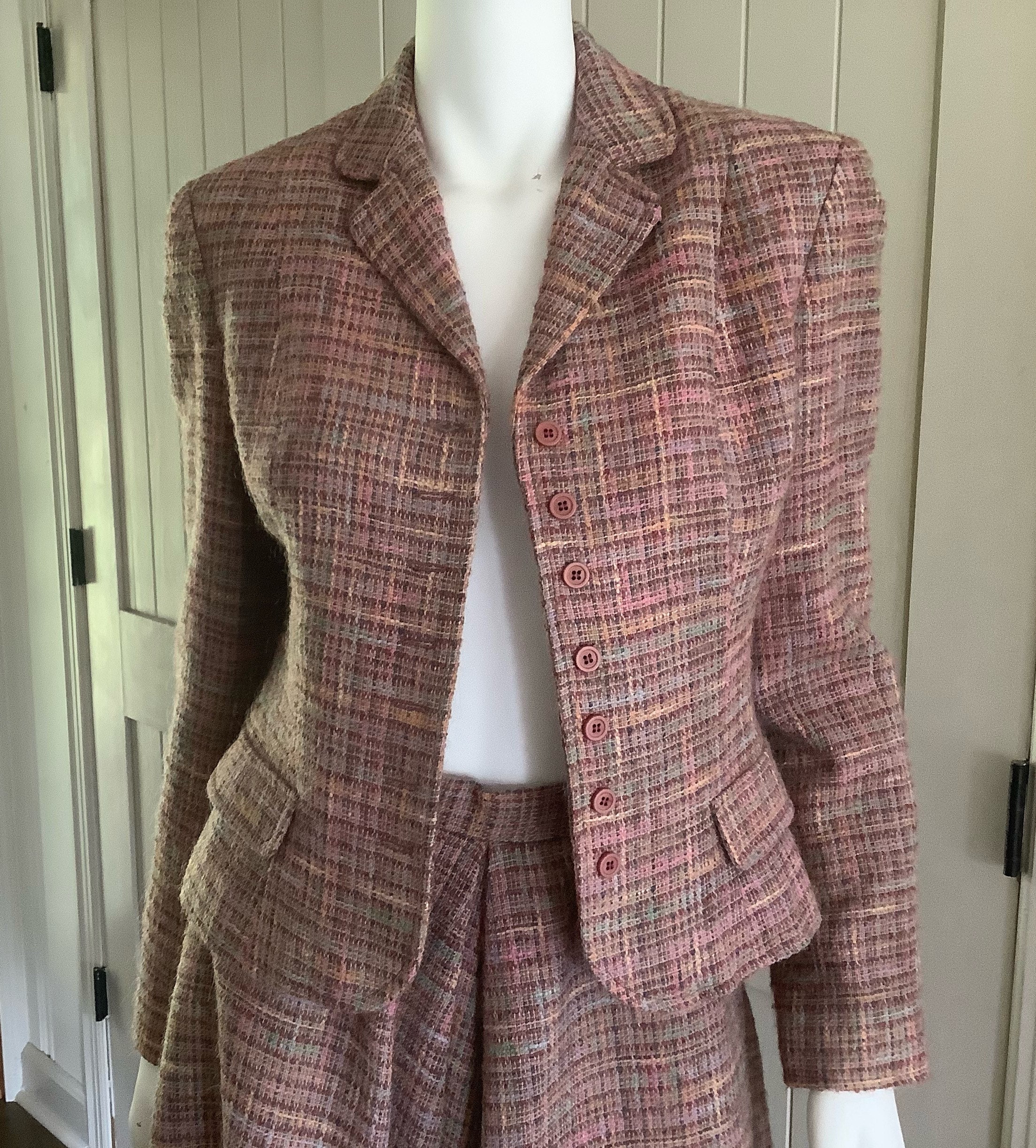 Vintage 1970 Wool Two Piece Suit With Multi Color Threads . - Etsy