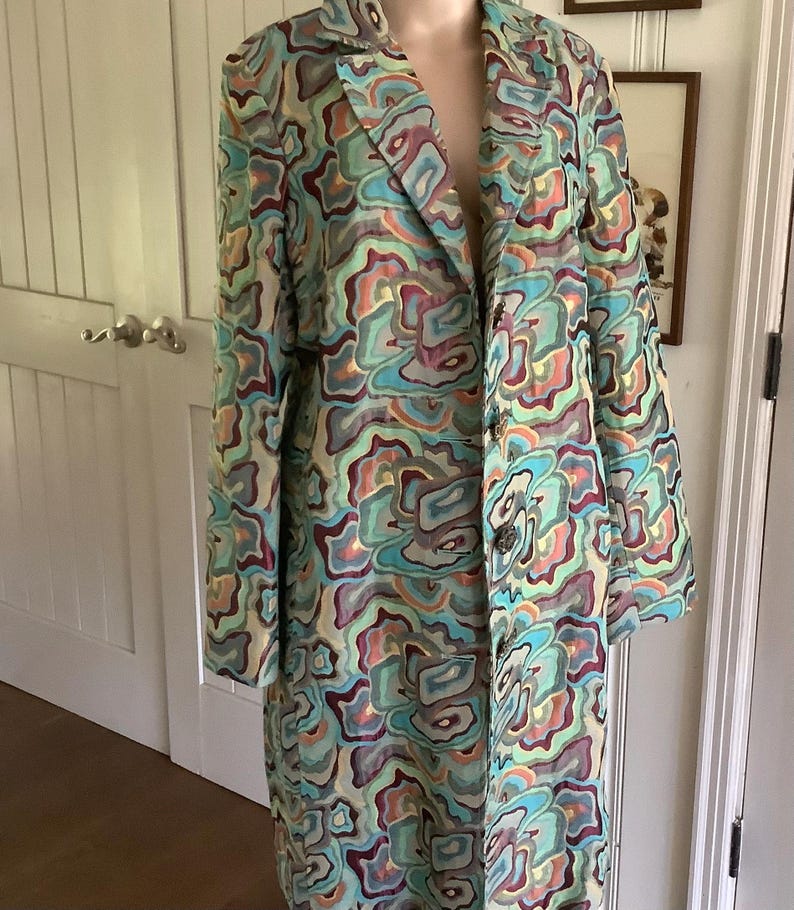 Vintage Multi Color Coat With Red Lining. - Etsy