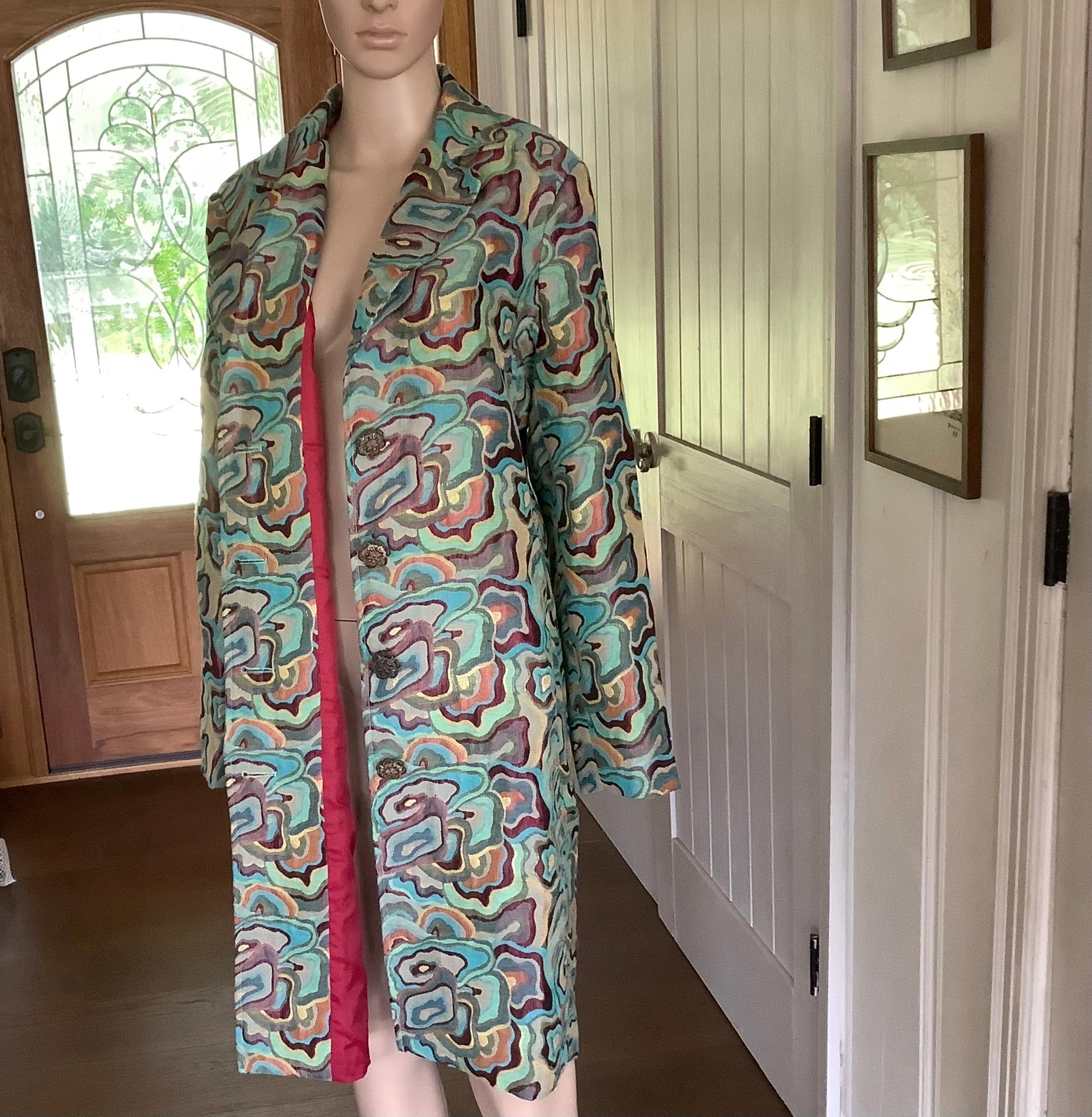 Vintage Multi Color Coat With Red Lining. - Etsy