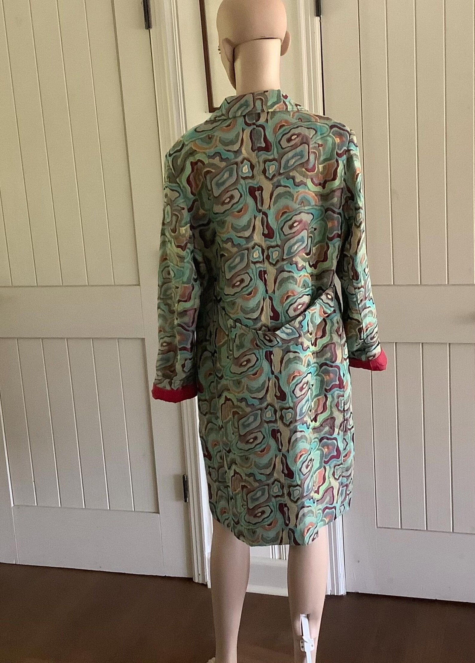 Vintage Multi Color Coat With Red Lining. - Etsy