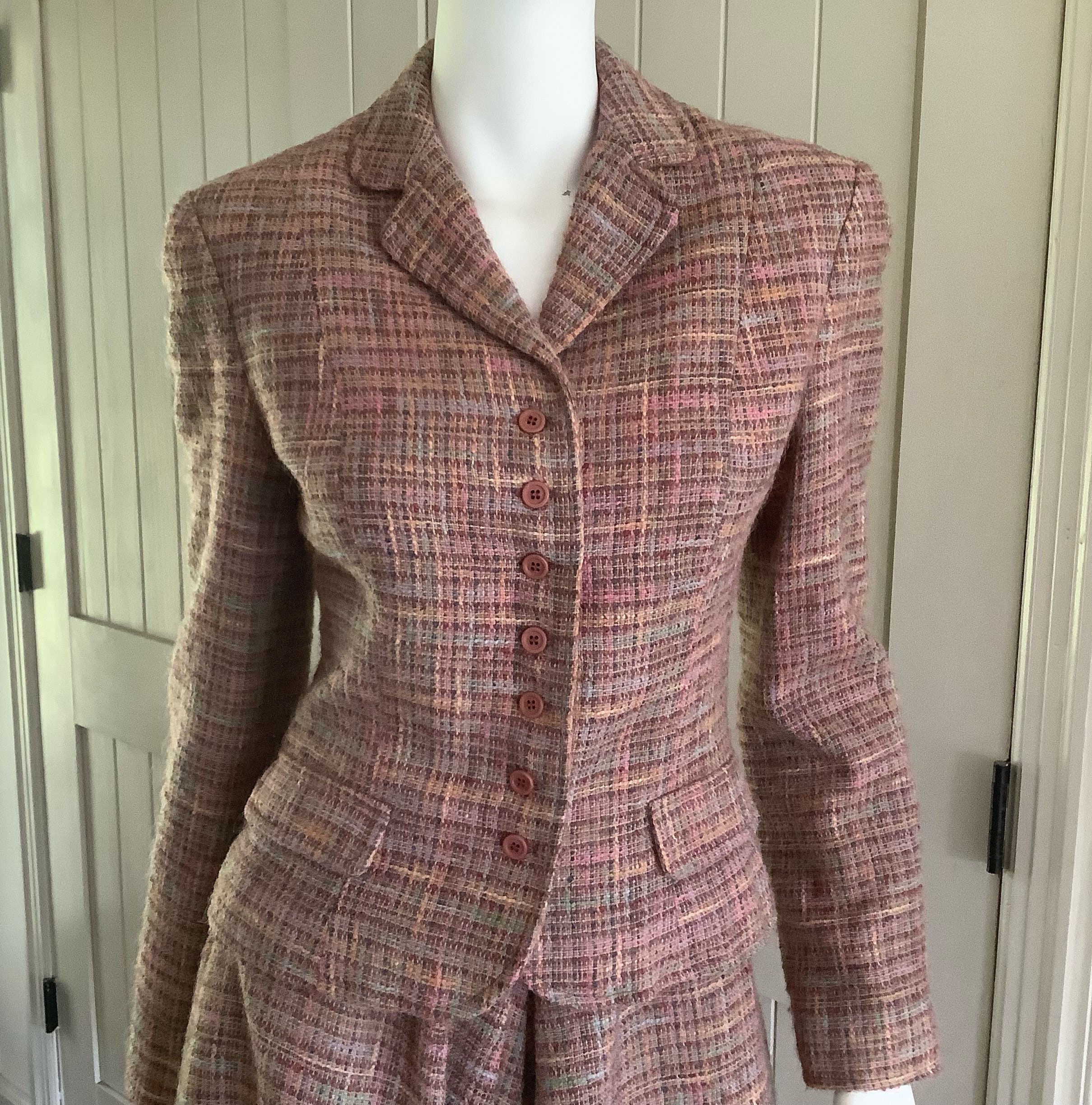 Vintage 1970 Wool Two Piece Suit With Multi Color Threads . - Etsy