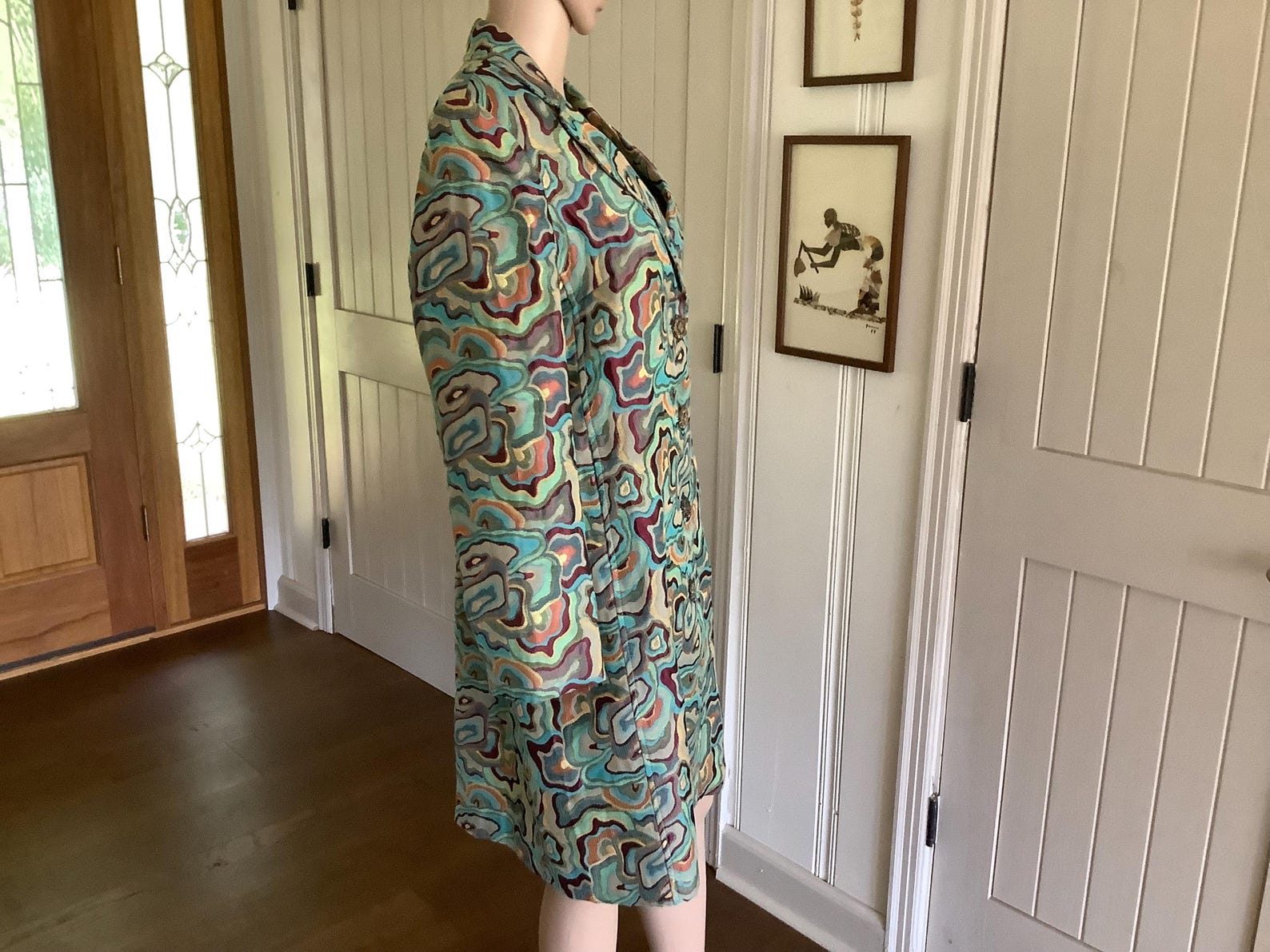 Vintage Multi Color Coat With Red Lining. - Etsy