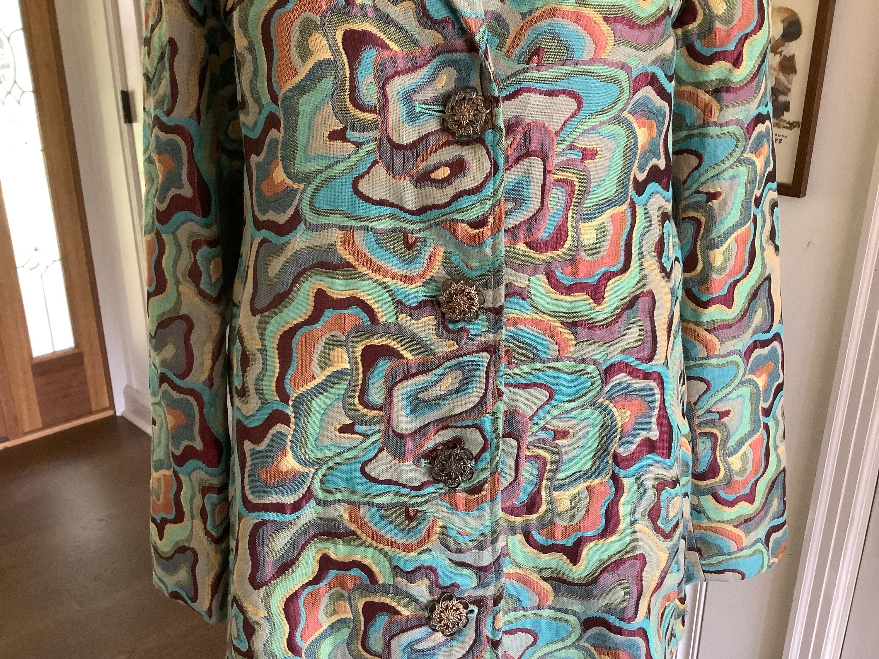 Vintage Multi Color Coat With Red Lining. - Etsy