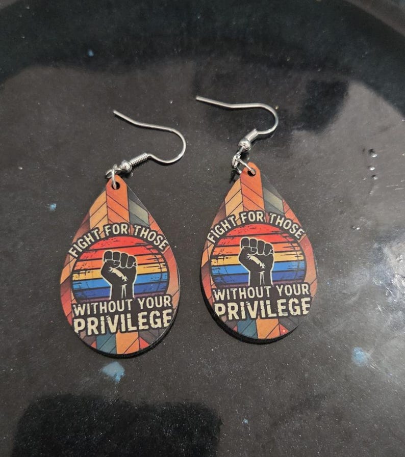 Protest, Pro-immigration, Human Rights Teardrop Wooden Earrings ...