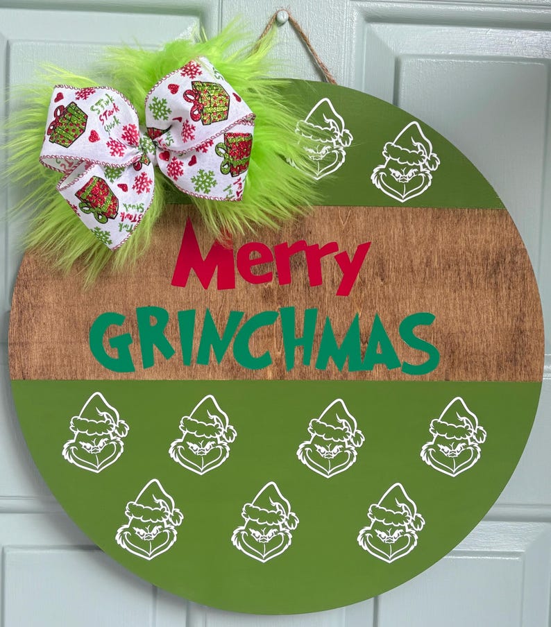 Wooden Grinch Merry Grinchmas Door Sign - Etsy