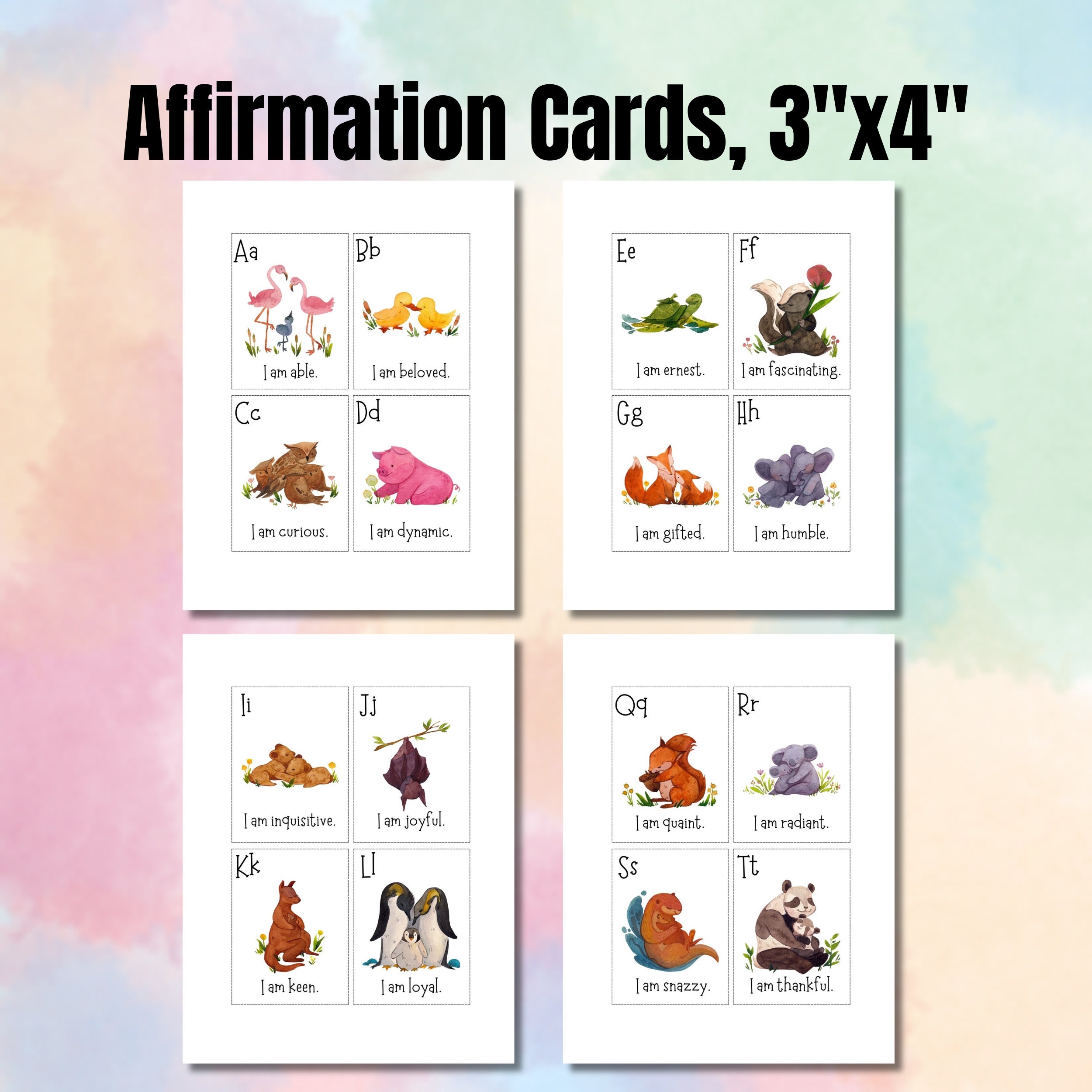 Printable Alphabet Flashcards Animal Theme for Kids Kindergarten ...