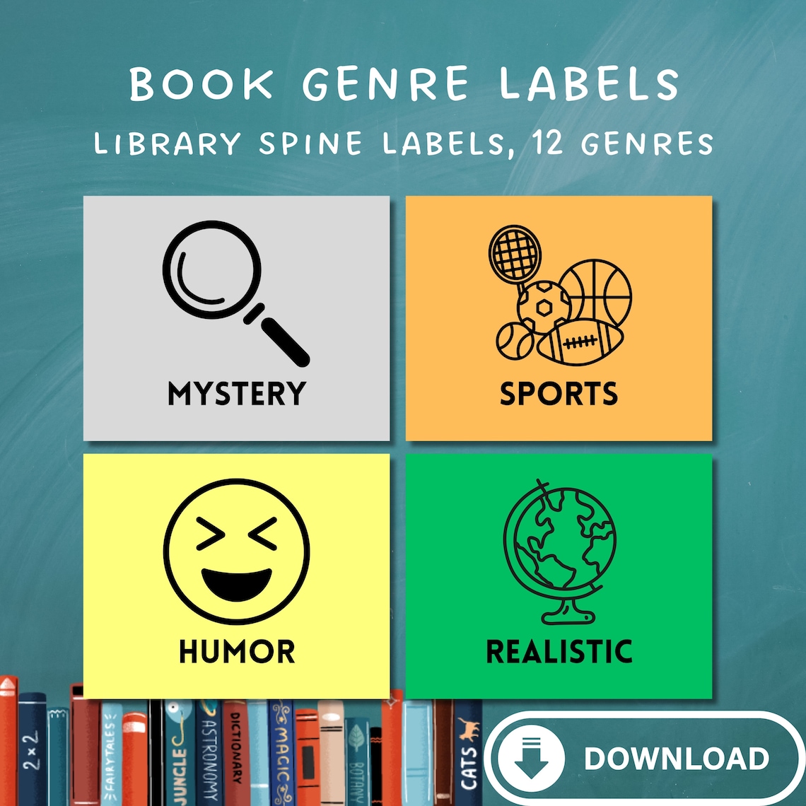 Fiction Genre Labels: Printable Classroom Library Organization (PDF) - Etsy