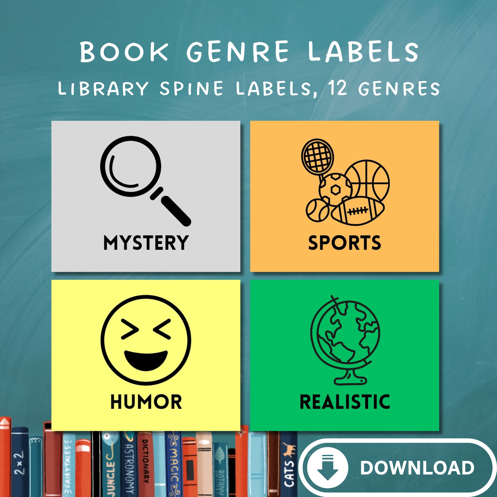 Printable Book Spine Labels, Fiction Genres, Library Organization ...