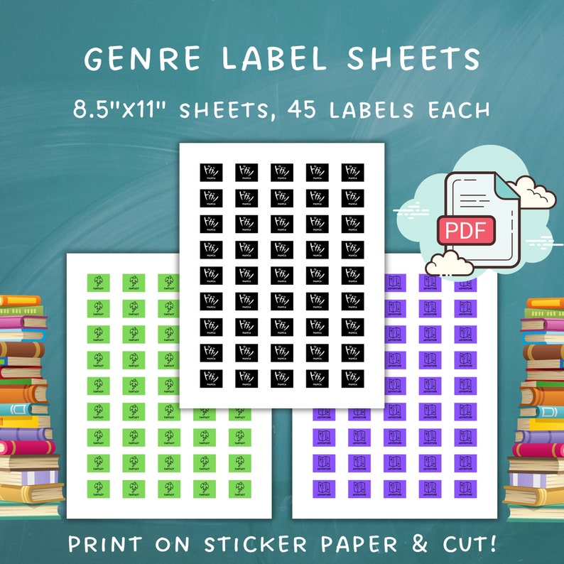 Printable Book Spine Labels, Fiction Genres, Library Organization ...