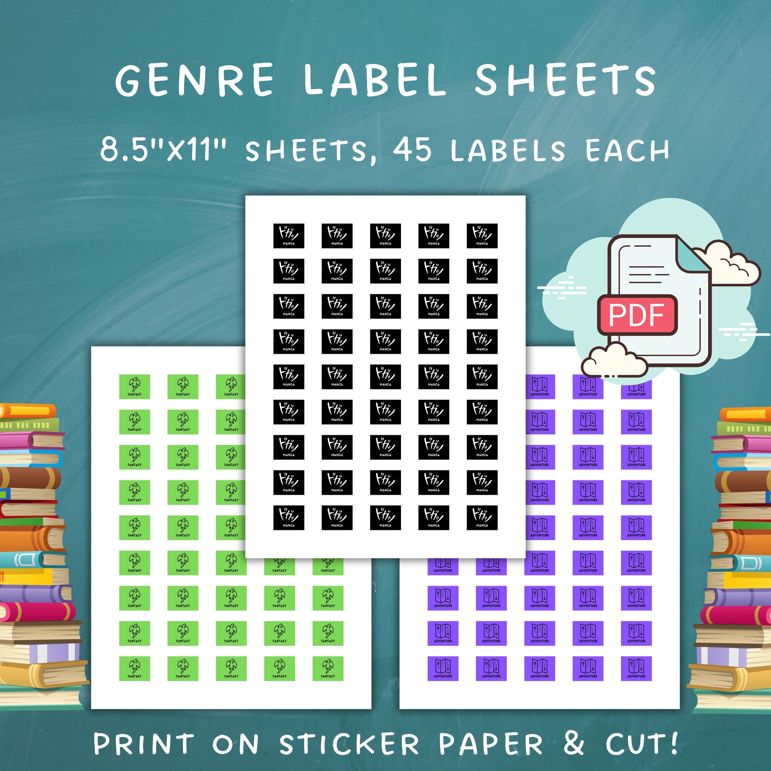 Fiction Genre Labels: Printable Classroom Library Organization (PDF) - Etsy