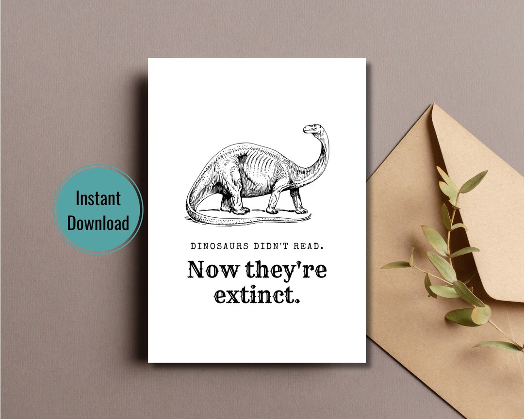 Funny Dinosaur Birthday Card Printable Dinosaur Card Dinosaurs - Etsy