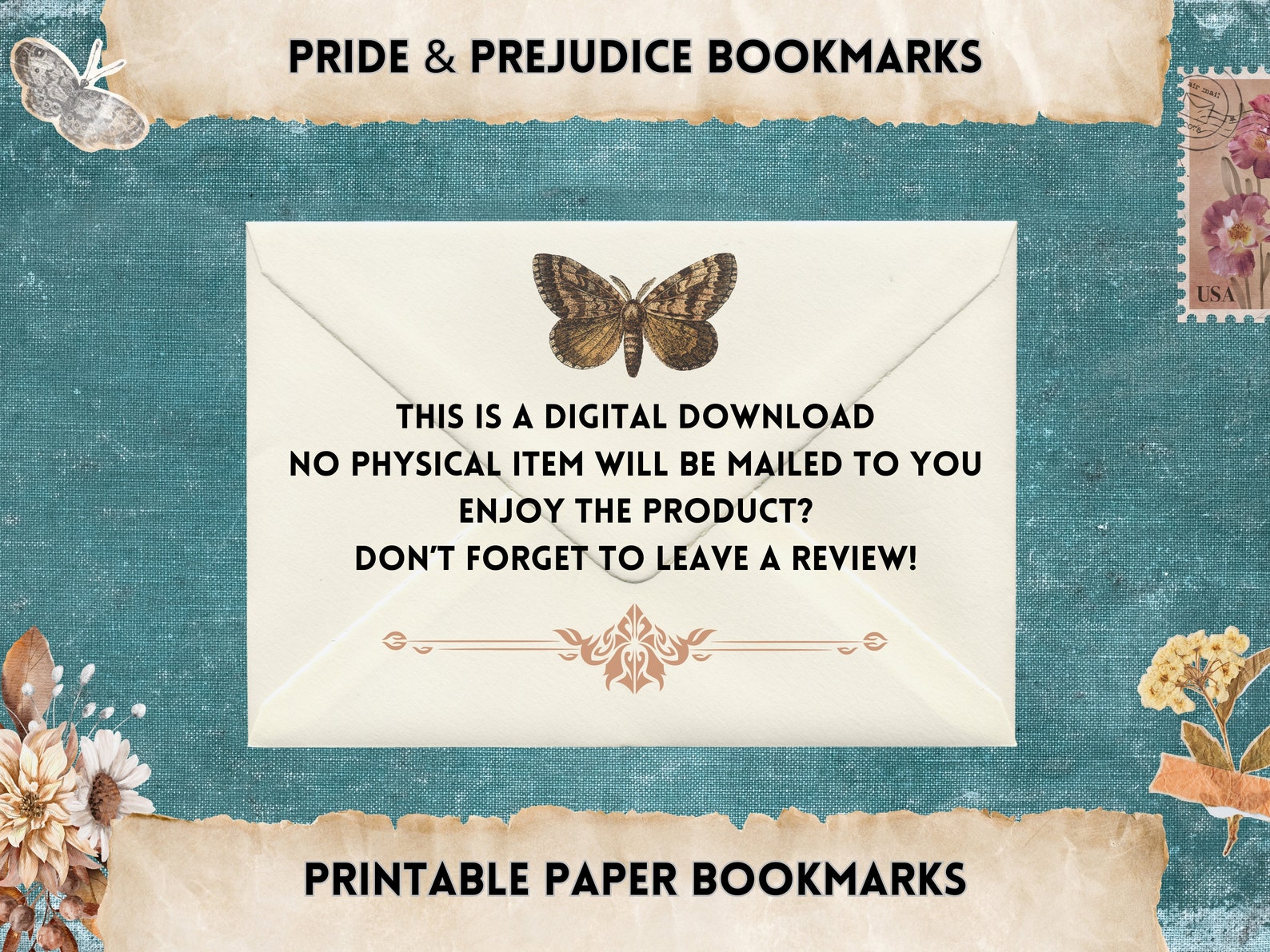 Pride and Prejudice Printable Bookmarks Set of 4 Jane Austen Quote ...