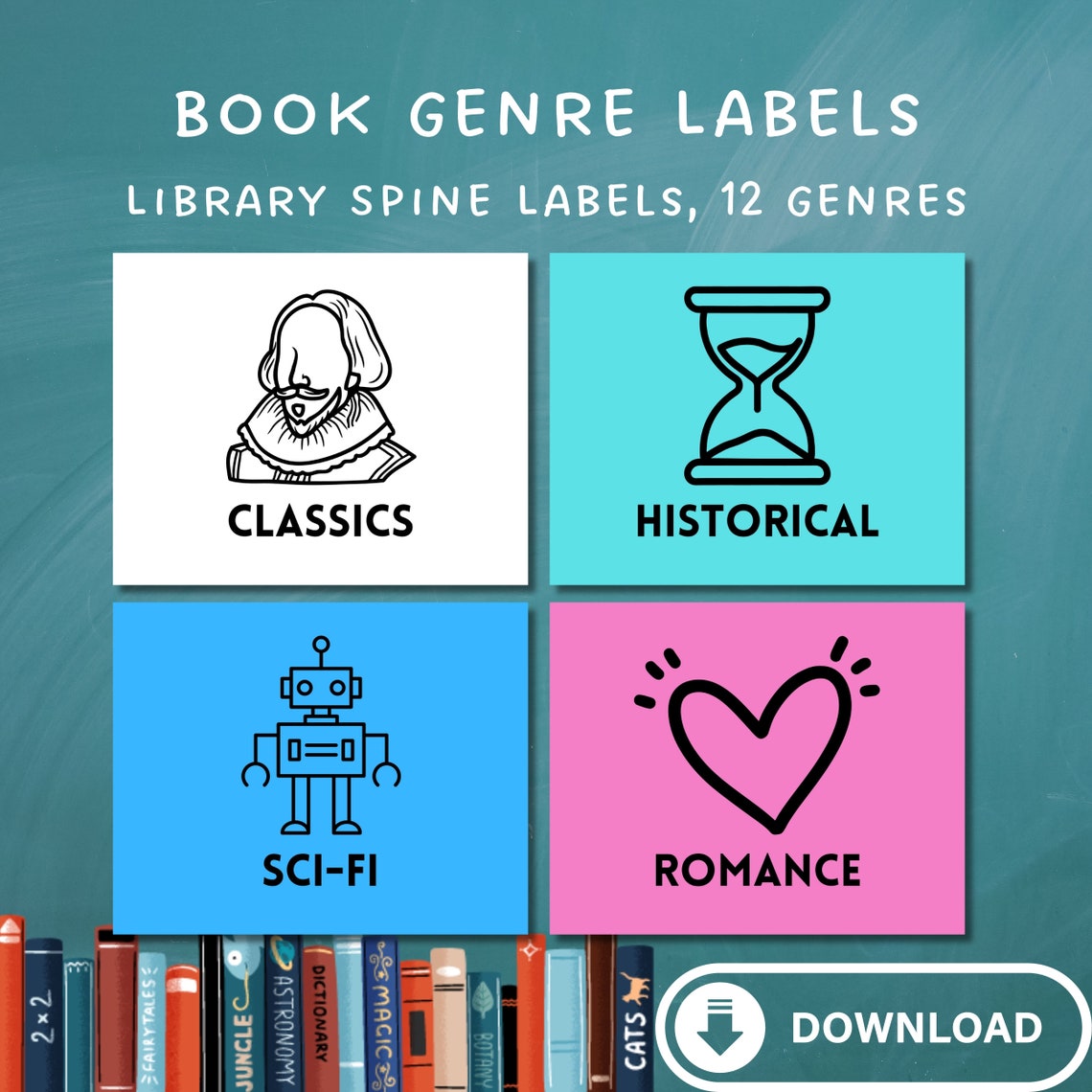 Fiction Genre Labels: Printable Classroom Library Organization (PDF) - Etsy