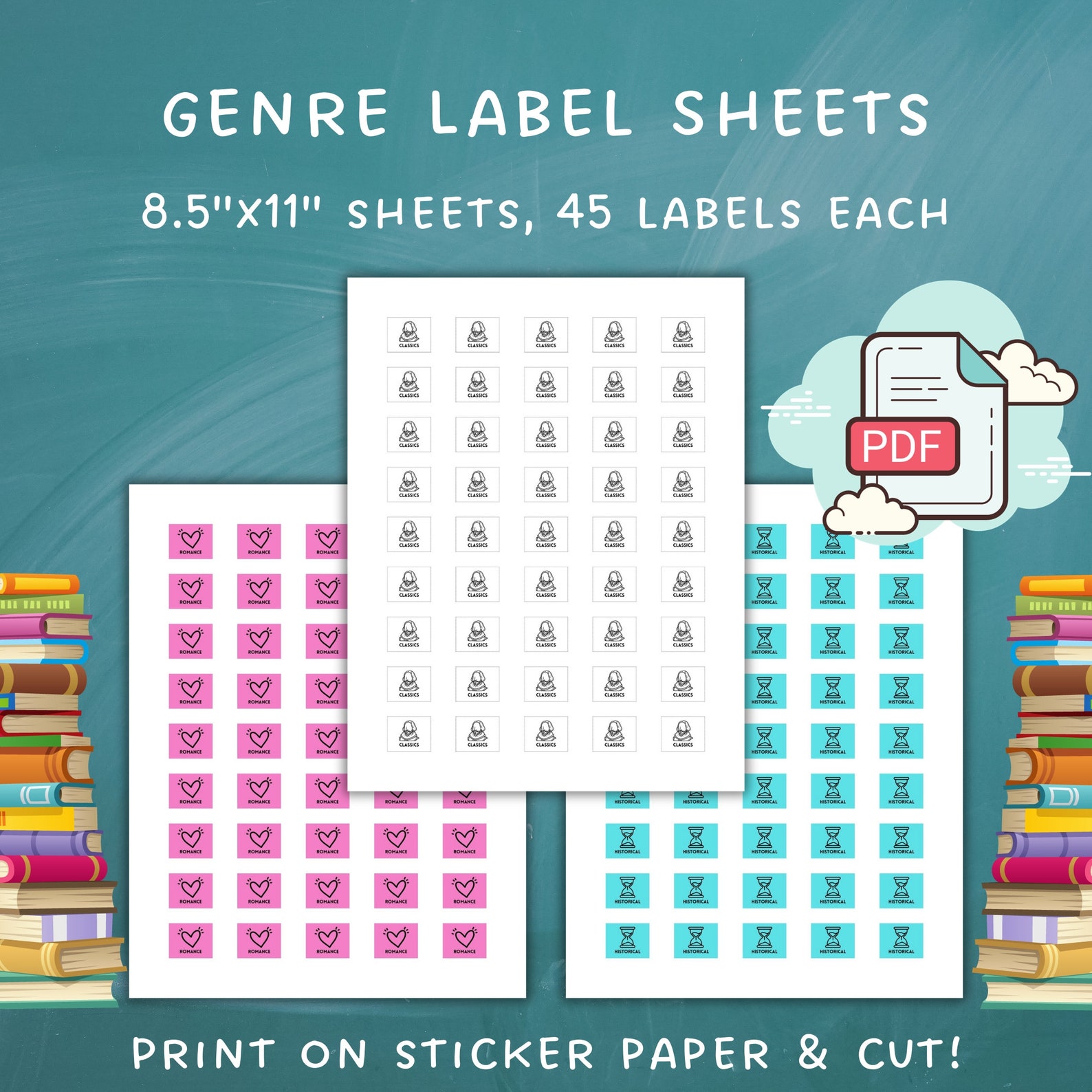 Fiction Genre Labels: Printable Classroom Library Organization (PDF) - Etsy
