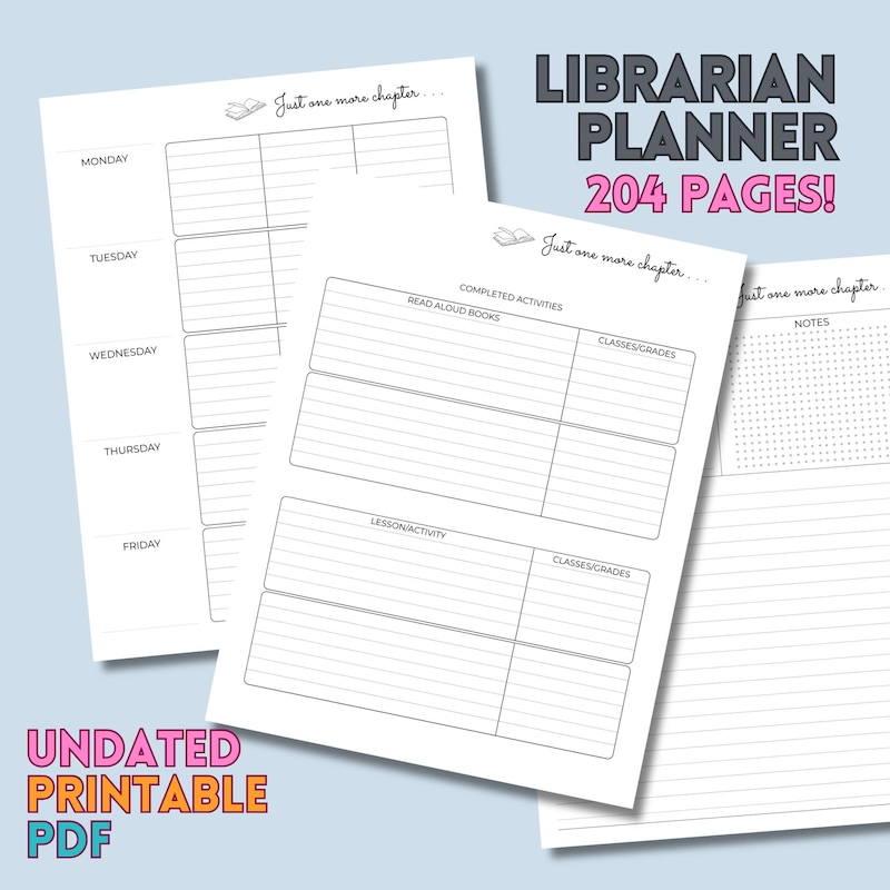 Printable Librarian Planner - Etsy