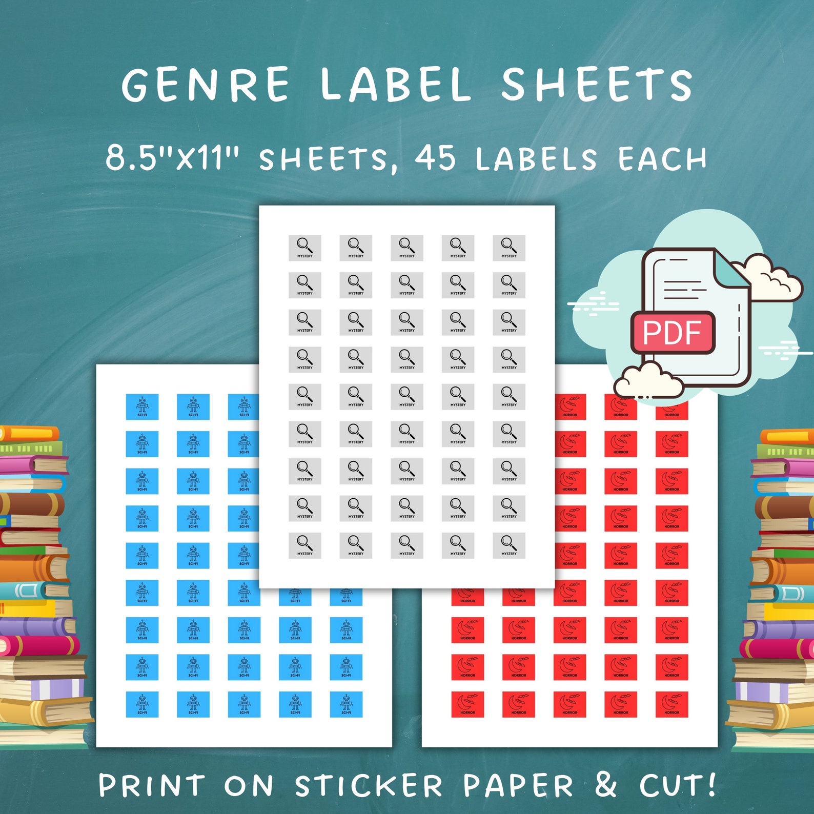Printable Book Spine Labels, Fiction Genres, Library Organization ...