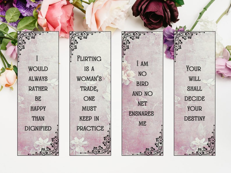 Jane Eyre Printable Bookmarks Set of 4 Charlotte Bronte Book Quote ...