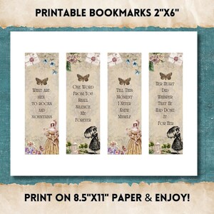 Pride and Prejudice Printable Bookmarks Set of 4 Jane Austen Quote ...