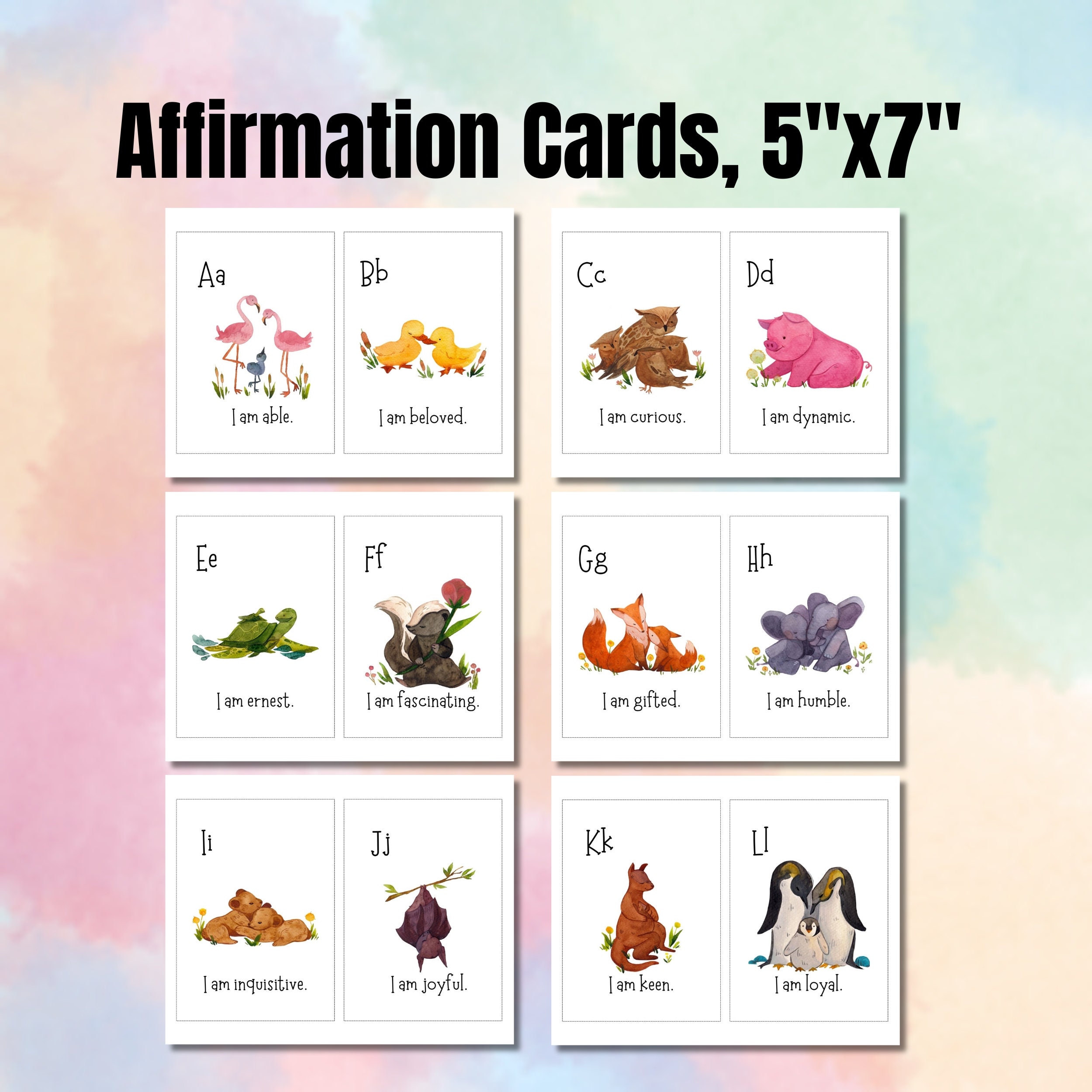 Printable Alphabet Flashcards Animal Theme for Kids Kindergarten ...