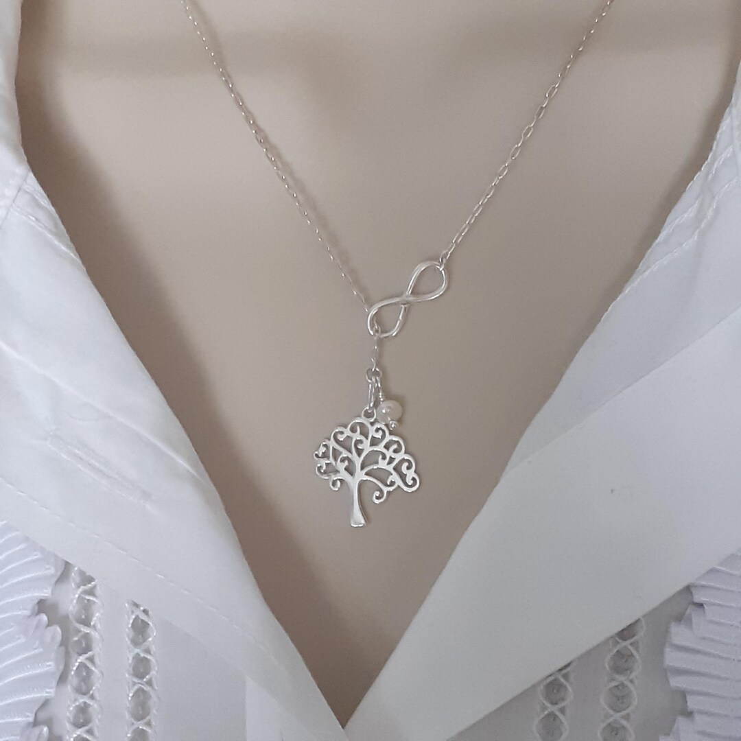 Swirlie Tree of Life Adjustable Necklace With Infinity and Freshwater ...