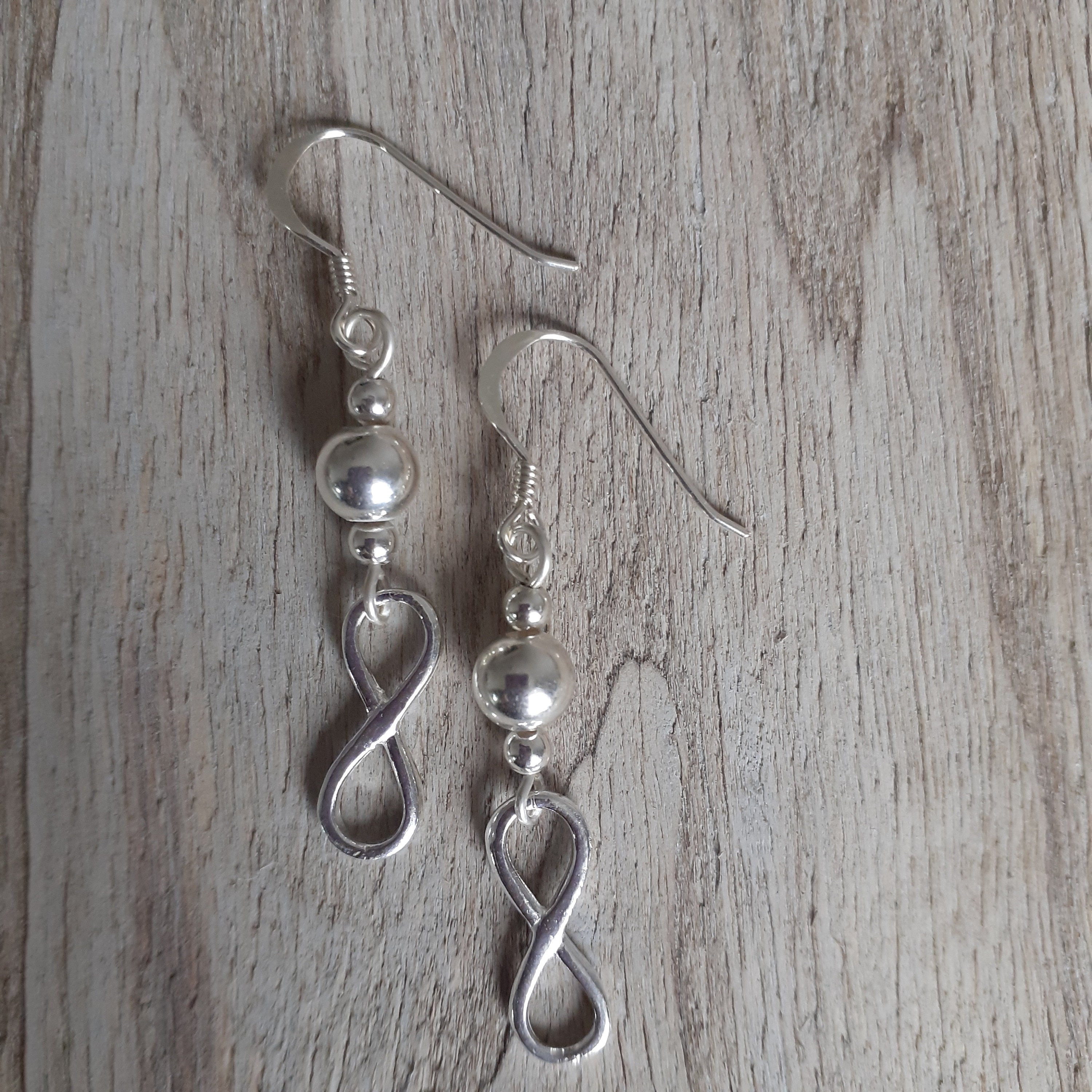 Infinity Drop Earrings with Silver Beads Sterling Silver | Etsy