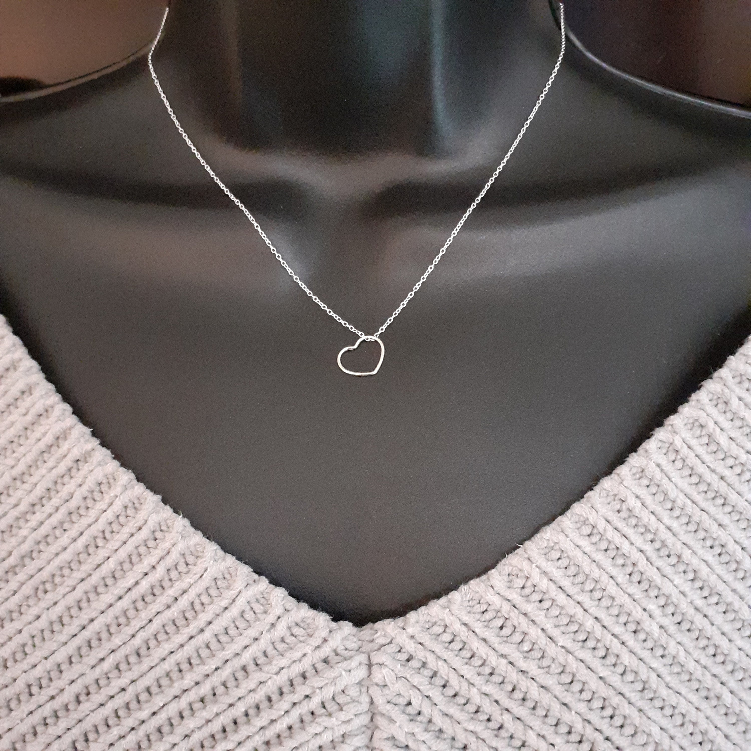 Heart Necklace Sterling Silver | Etsy