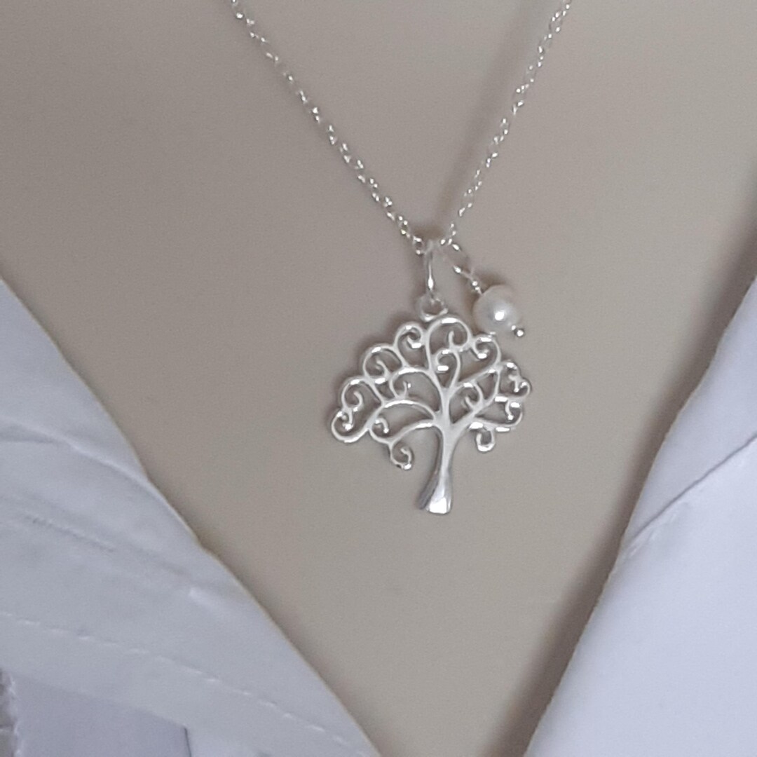 Swirlie Tree of Life Necklace With Fresh Water Pearl - Sterling Silver ...