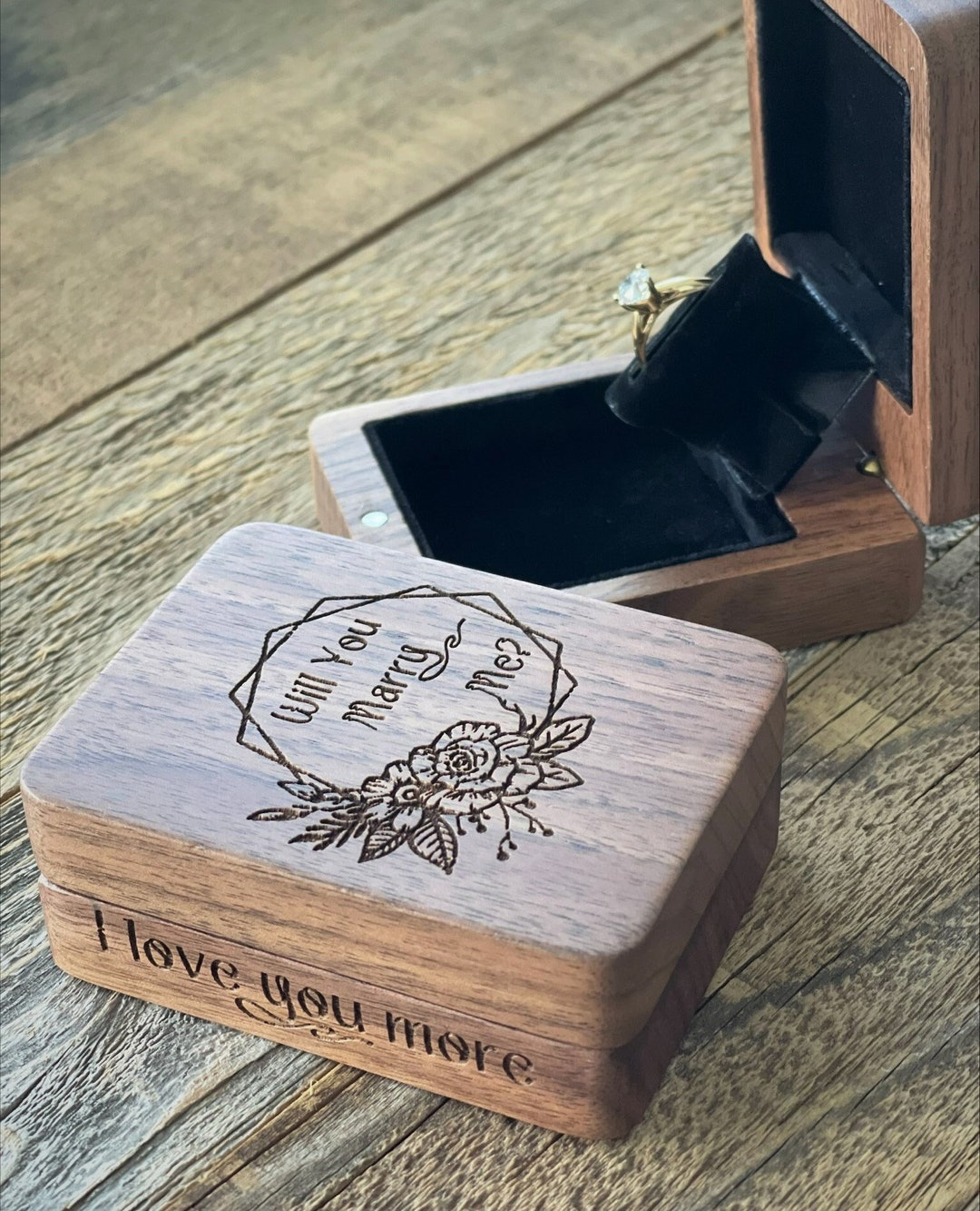 Proposal Ring Box Engagement Ring Box Wood Ring Box Customize ...