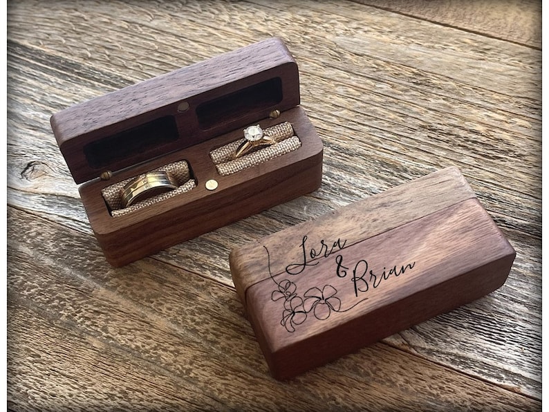 Ring Box Double Slot Wooden Ring Box Custom Wedding Ring - Etsy