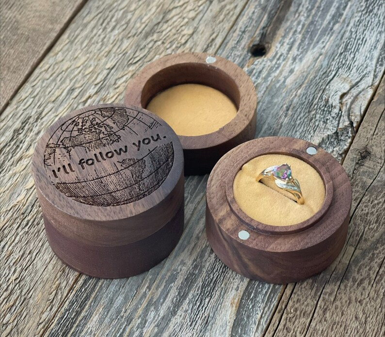 Custom Walnut Wood Ring Box: Personalized Wedding Proposal - Etsy
