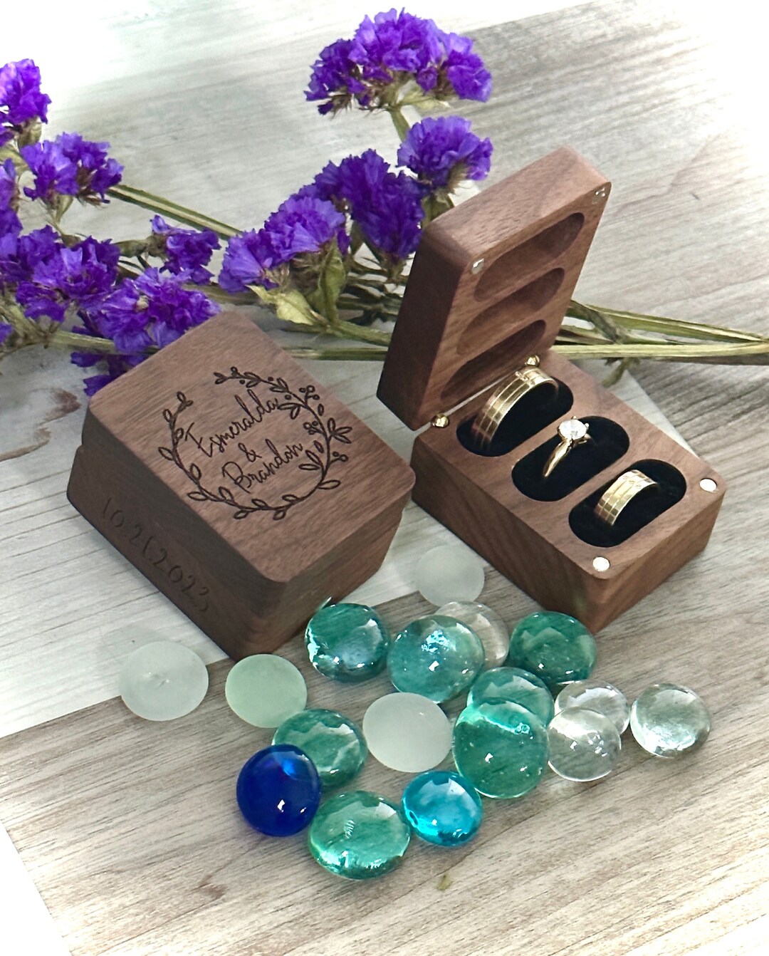 Custom Walnut Wedding Ring Box: Engraved Proposal Ring Bearer - Etsy