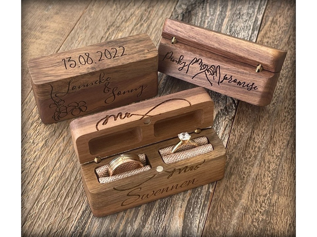 Ring Box Double Slot Wooden Ring Box Custom Wedding Ring - Etsy