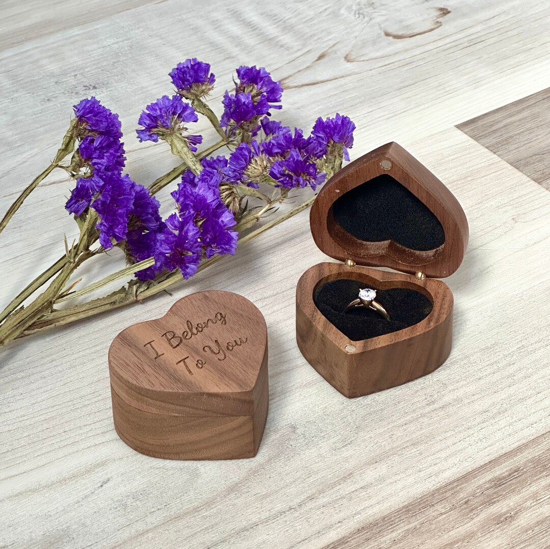 Engraved Ring Box Proposal Ring Box Engagement Ring Box Wood Ring Box ...