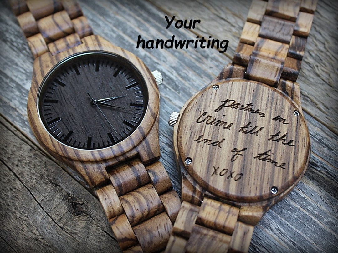 Engraved Zebra Wood Watch, Personalized Anniversary Gift - Etsy